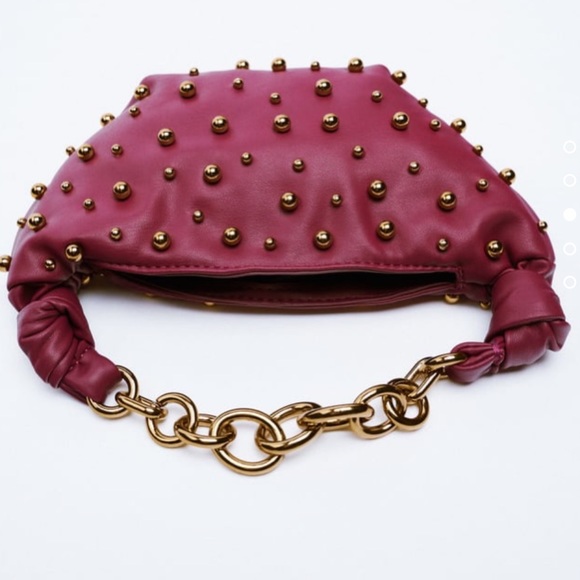 Zara | Bags | Zara Beads Studded Mini Handbag Raspberry Red | Poshmark